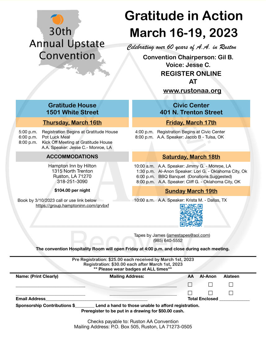 Up state AA convention in Ruston Louisiana